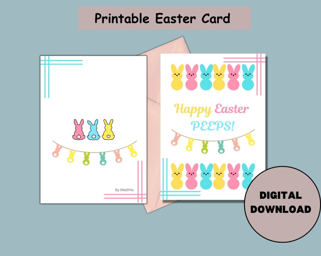 Happy Easter Peeps - Printable Easter Cards - Featsy | Online Flea ...